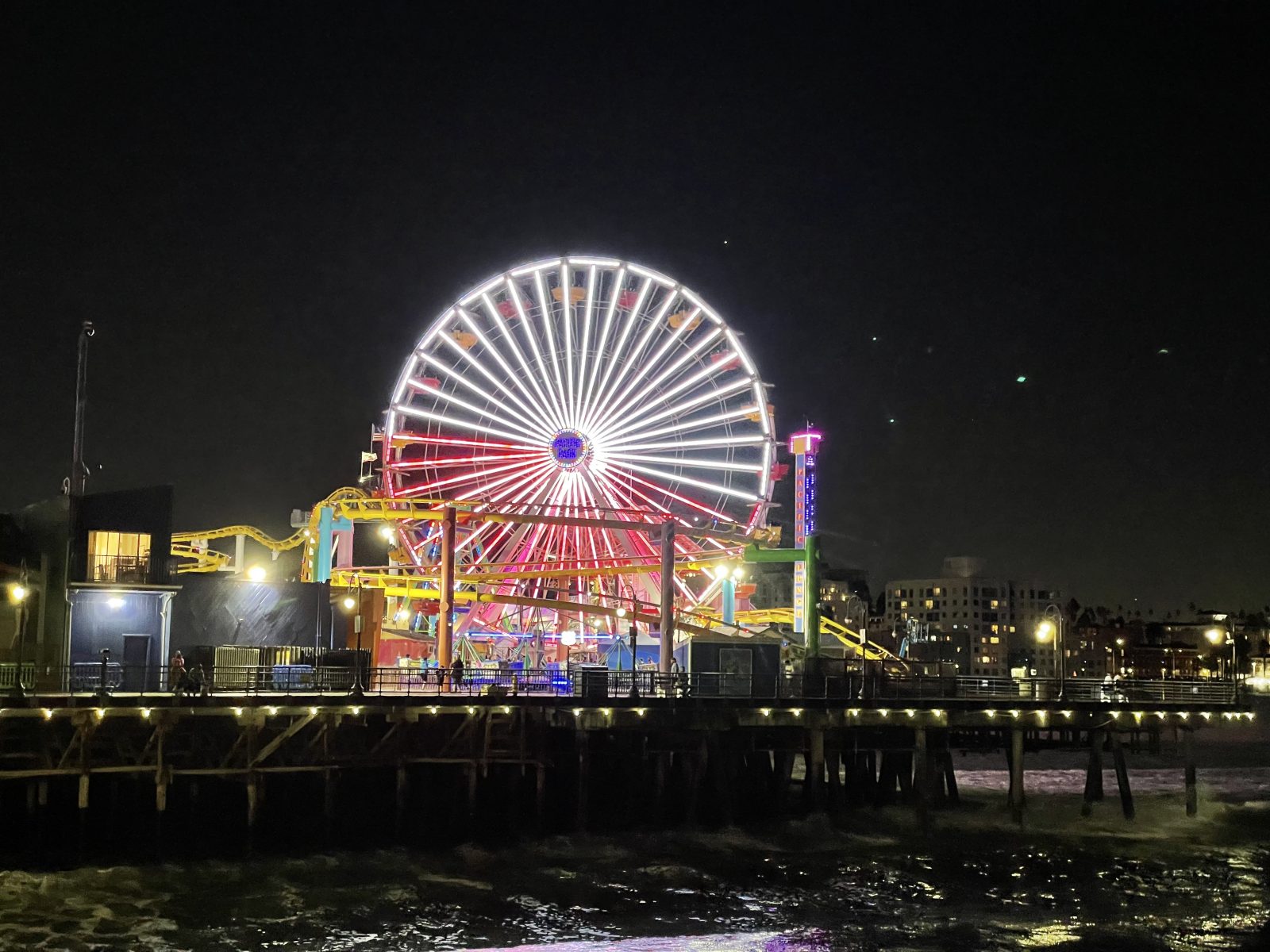 Polish Independence Day Ferris wheel lighting at the Santa Monica Pier ...