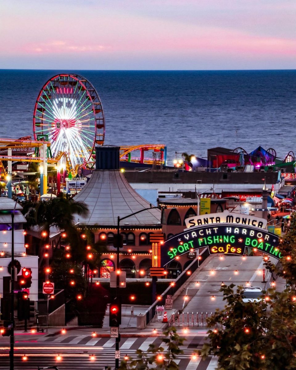 Holidays Ferris wheel lighting at the Santa Monica Pier - Pacific Park ...
